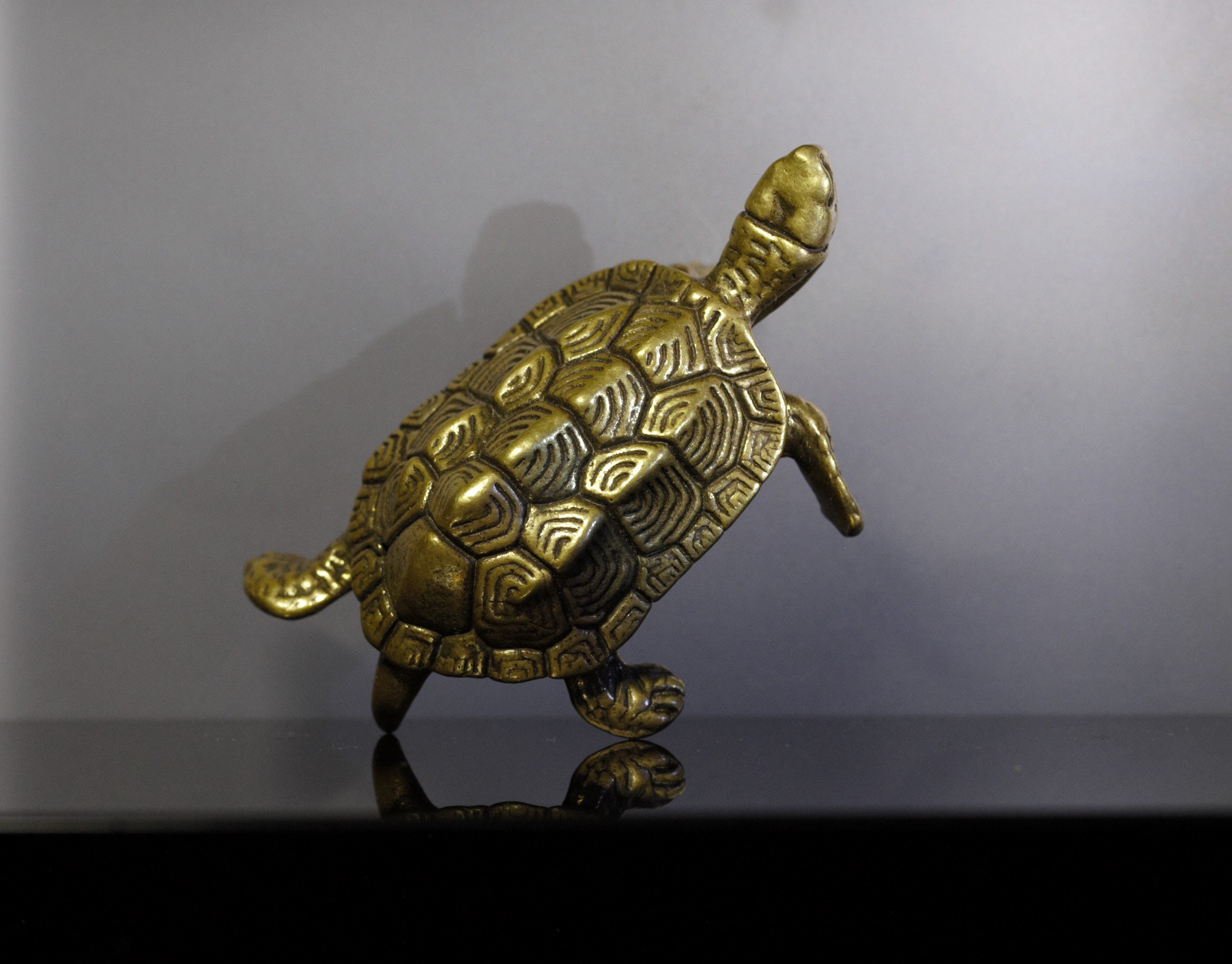 Antique Handicraft Brass Turtle - Etsy