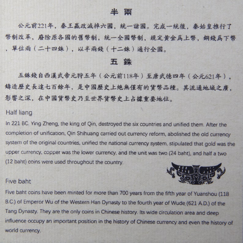 Wuzhu and Banliang Coins of Han Dynasty in Chinaprofessional - Etsy