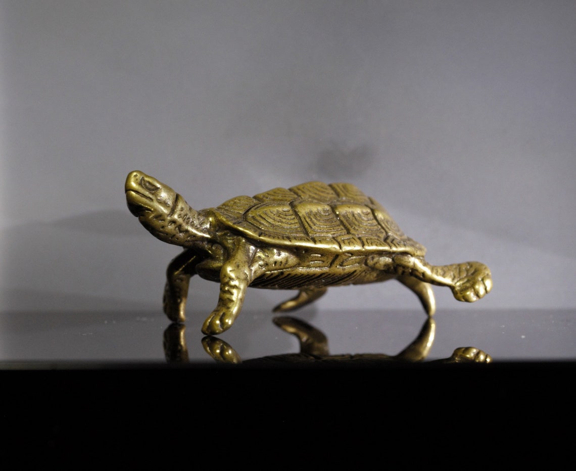 Antique Handicraft Brass Turtle - Etsy