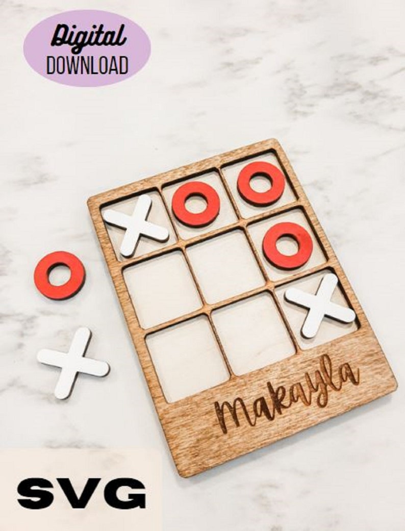Christmas Tic Tac Toe Board Game SVG File/ Glowforge Laser Cut Files ...