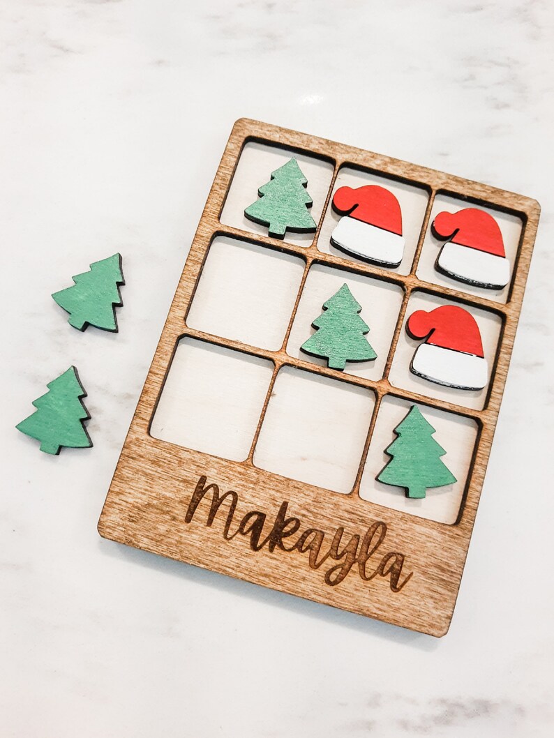 Christmas Tic Tac Toe Board Game SVG File/ Glowforge Laser Cut Files ...