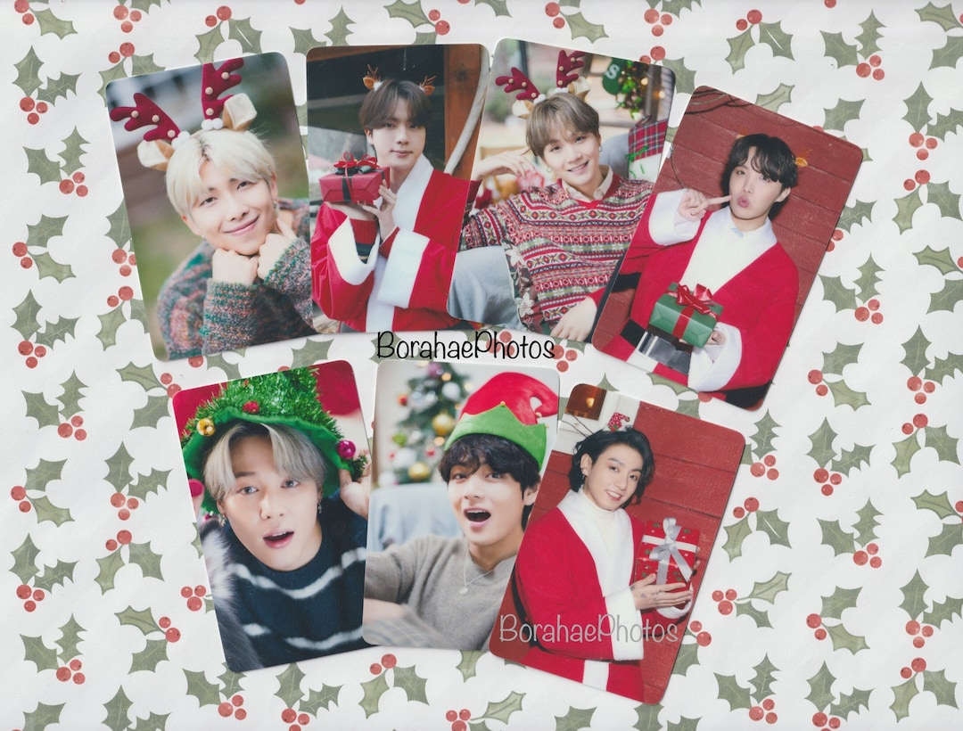 BTS Holiday Photocards | Laminated | Waterproof | Christmas | RM | Jin ...