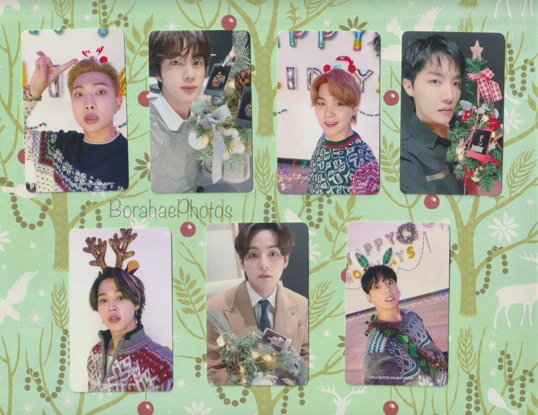 BTS 2021 Holiday Photocards Laminated Waterproof Butter Christmas RM ...