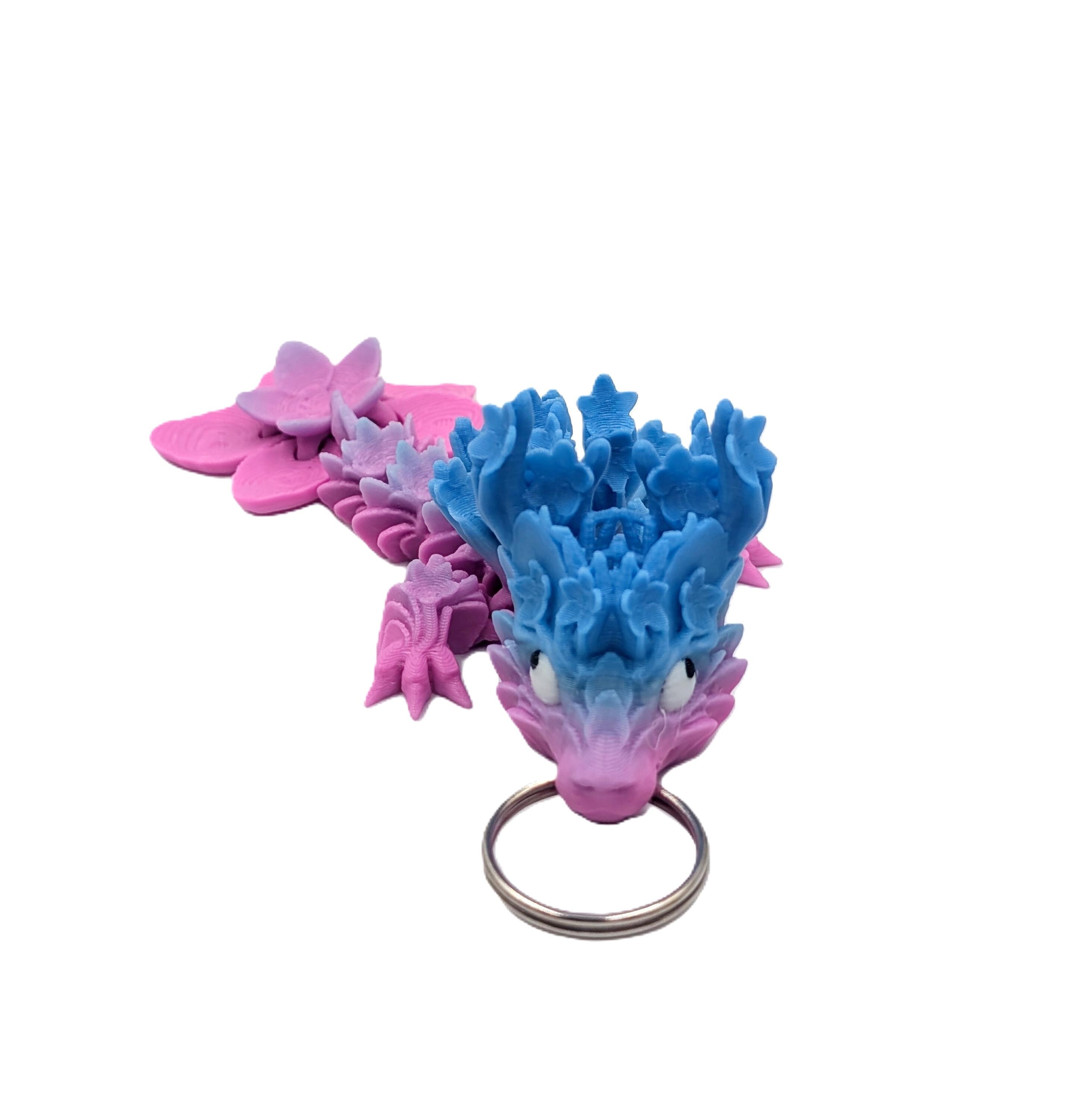 Articulated Dragon Keychain – Fantasy Dragon in Colorful Pastels | 3D ...