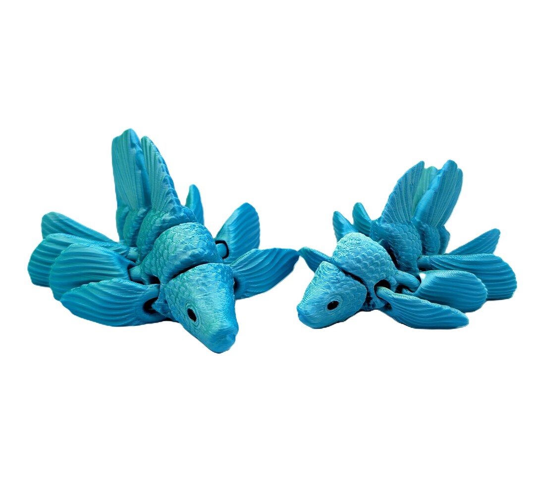 Articulated Betta Fish Fidget Toy: Ocean Blue 3D Printed Flexi Koi ...