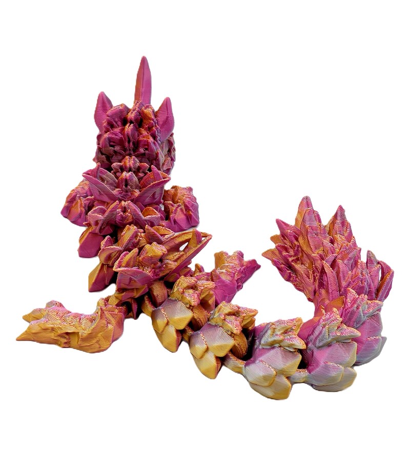 Articulated Crystal Bloom Dragon: 3D Printed Silk PLA Fantasy ...
