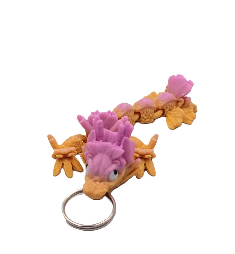 Articulated Dragon Keychain – Fantasy Dragon in Colorful Pastels | 3D ...