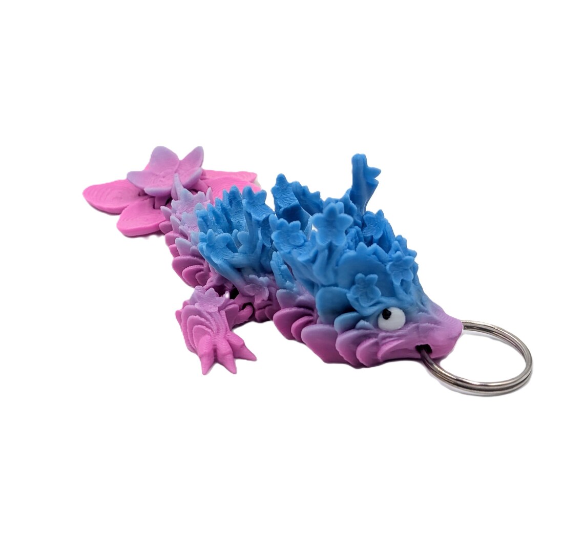 Articulated Dragon Keychain – Fantasy Dragon in Colorful Pastels | 3D ...