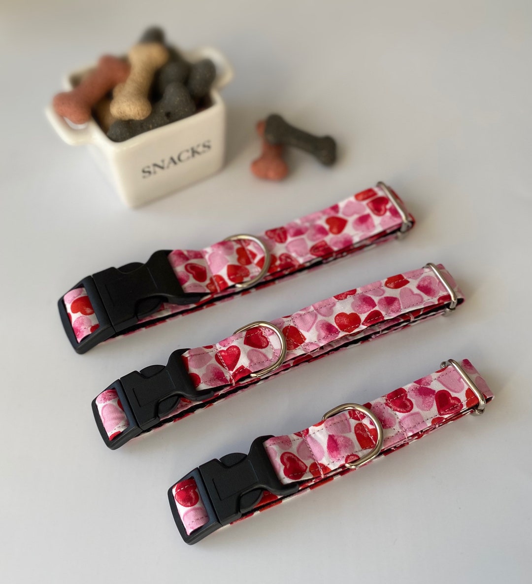 Red and Pink Heart Dog Collar, Matching Lead Available - Etsy