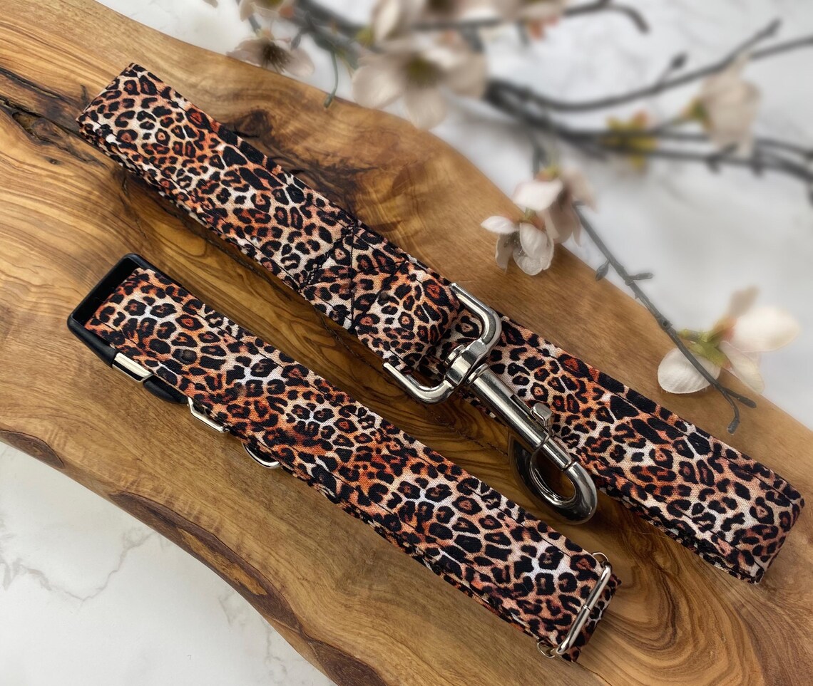 Cheetah Print Dog Lead, Standard Length, Orange, Black, Brown - Etsy
