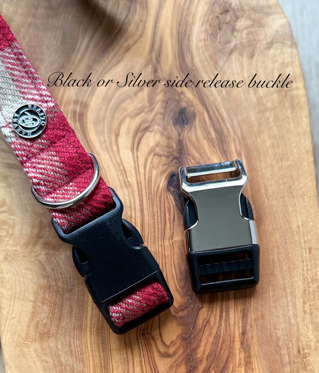 Red Tweed Dog Collar, Side Release Buckle, Silver, Black - Etsy