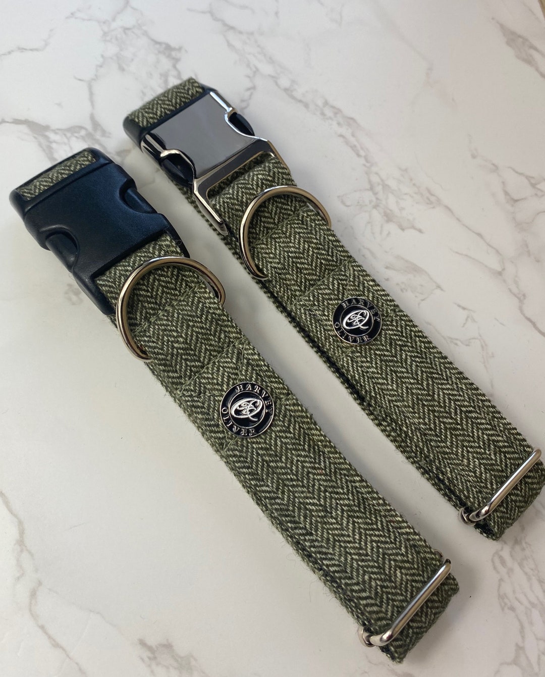 Handmade Country Green Herringbone Dog Collar and Lead, Classic British ...