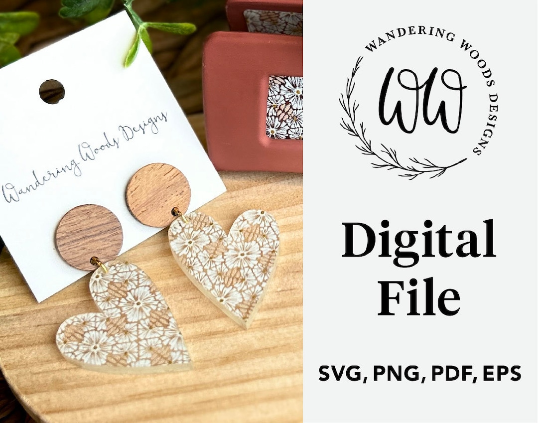 Heart Earrings SVG // Acrylic Earrings Svg // Glowforge Svgs, Laser ...