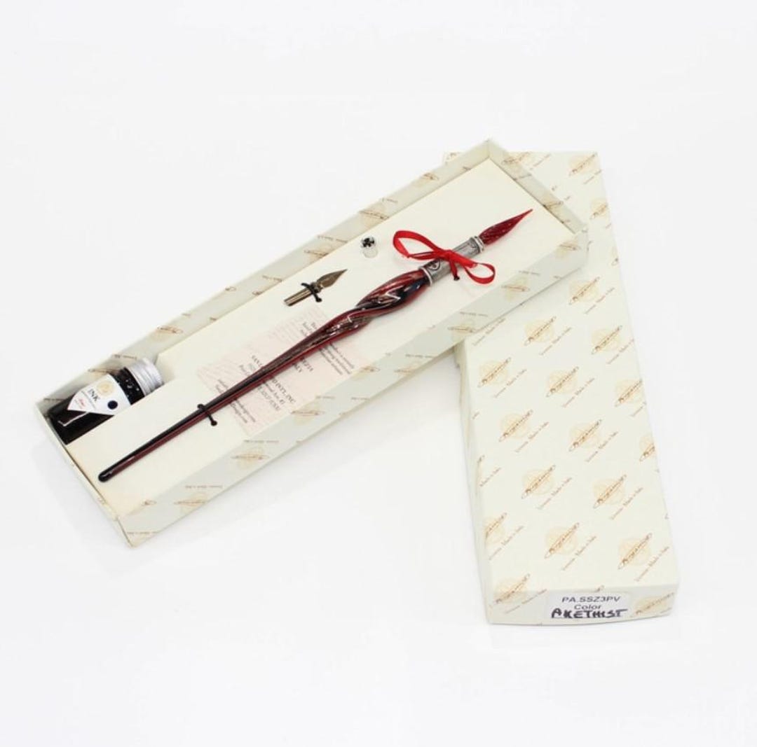 Murano Glass Pen Set With Glass and Steel Nib for Classic Writing With ...