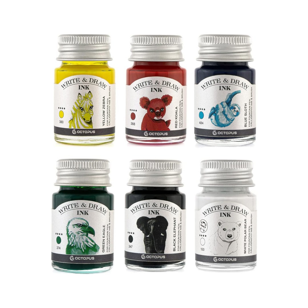 Octopus Ink Set - BASIC BRIGHT Write & Draw Inks Set of 6 X 10 Ml - Etsy