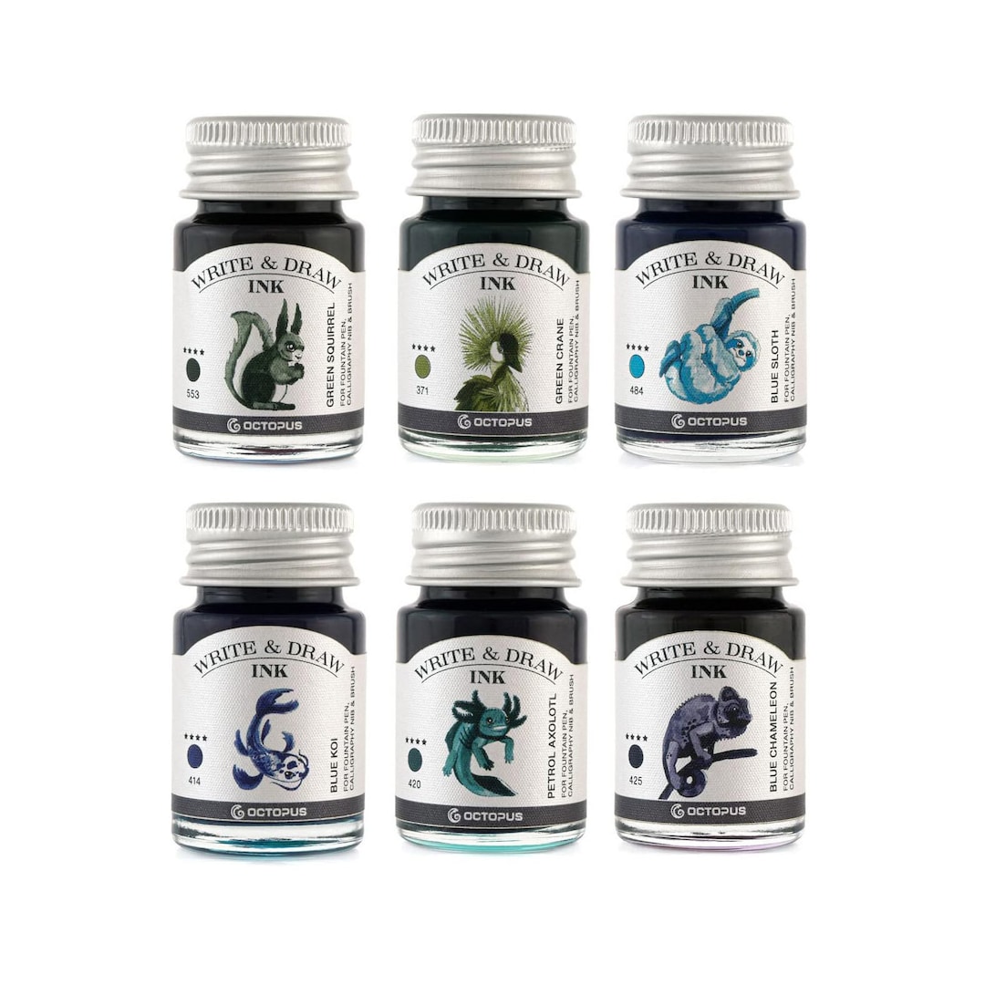 Octopus Ink Set - RIVER Write & Draw Inks Set of 6 X 10 Ml - Etsy