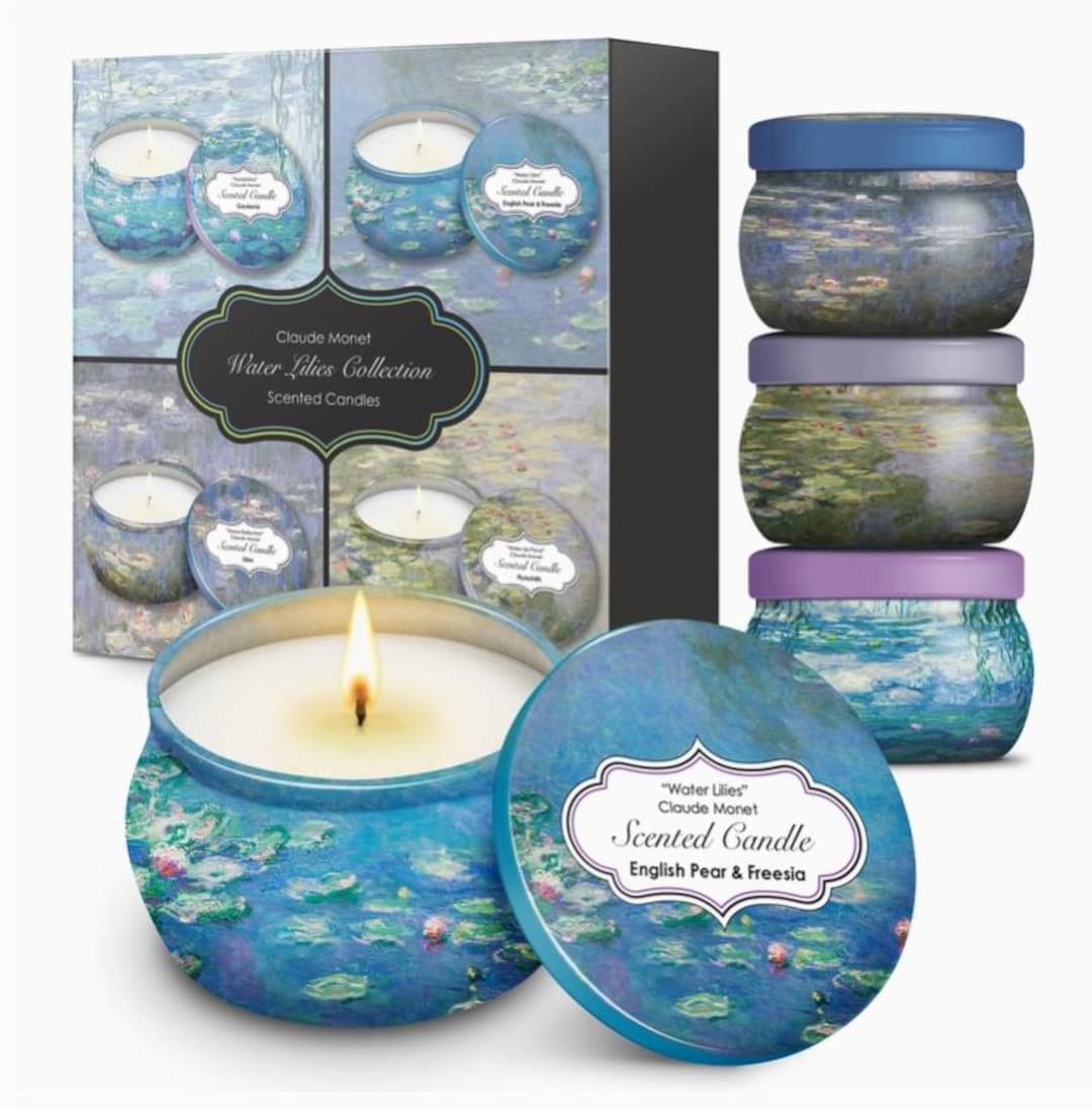 Candles Set of 4 Inspired by Monet Water Lilies Paintings, Scented ...