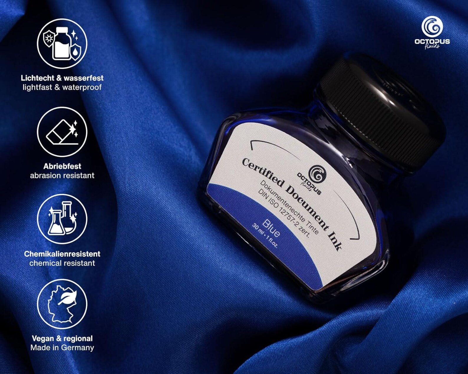 Octopus Document Ink Blue Bottle 30ml, Certified Fountain Pen Ink ...