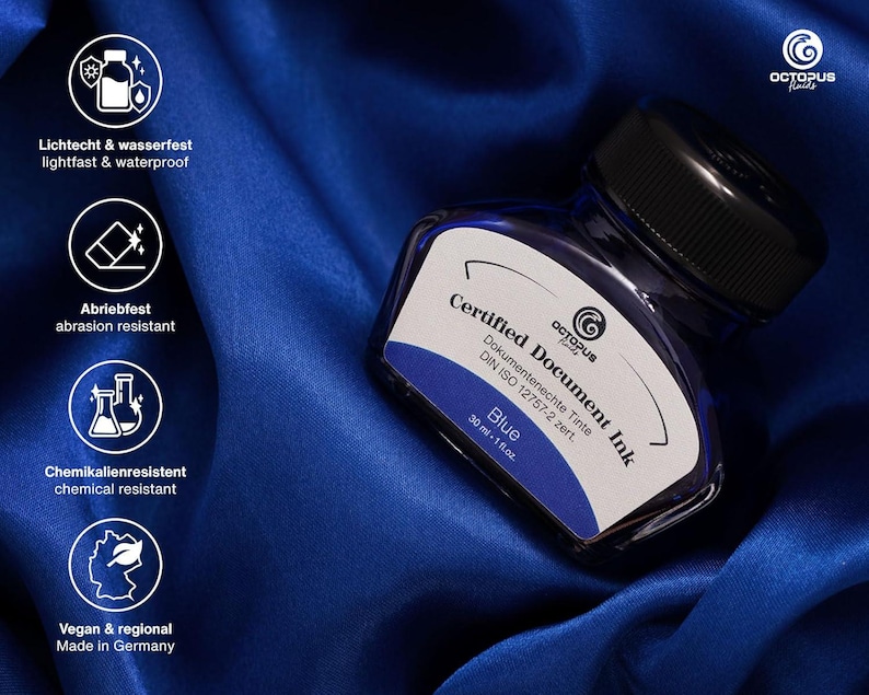 Octopus Document Ink Blue Bottle 30ml, Certified Fountain Pen Ink ...
