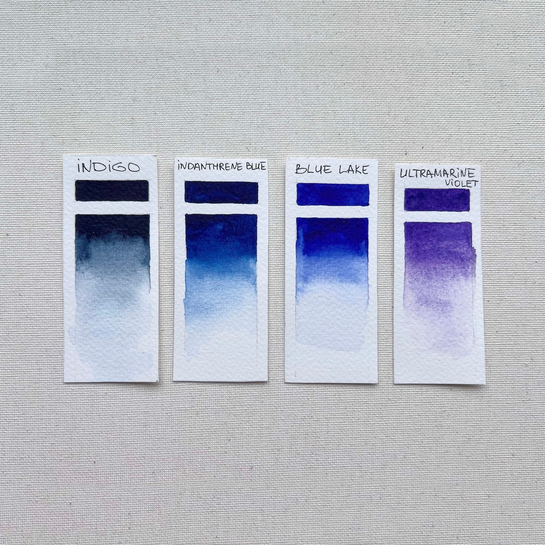 Blue Set of 4 Professional Watercolor Paints Semi-dry 2.5 Ml Cuvettes ...