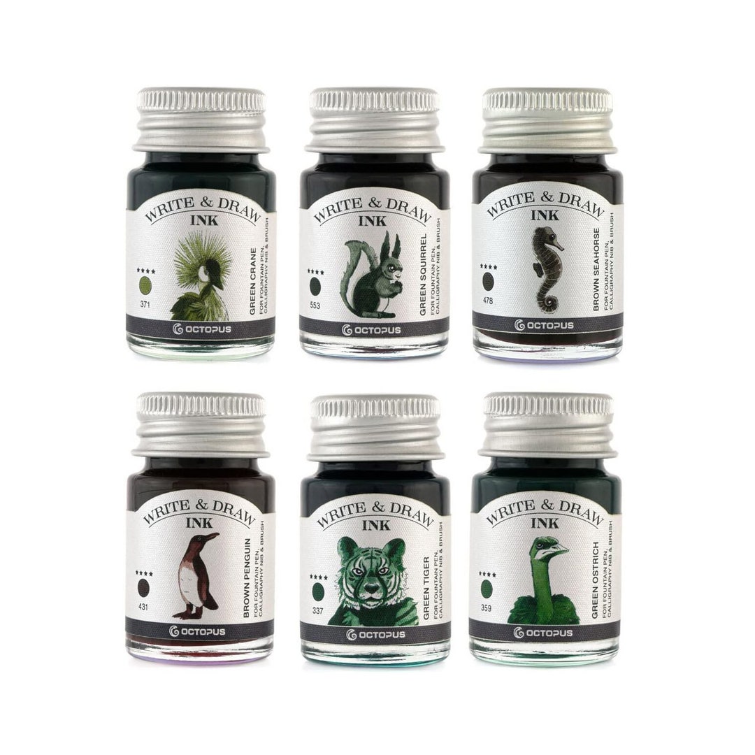 Octopus Ink Set - FOREST Write & Draw Inks Set of 6 X 10 Ml - Etsy