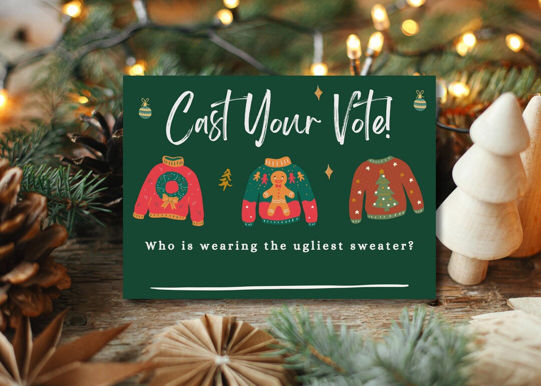 Ugly Christmas Sweater Party Template, Christmas Sweater Contest, Ugly ...
