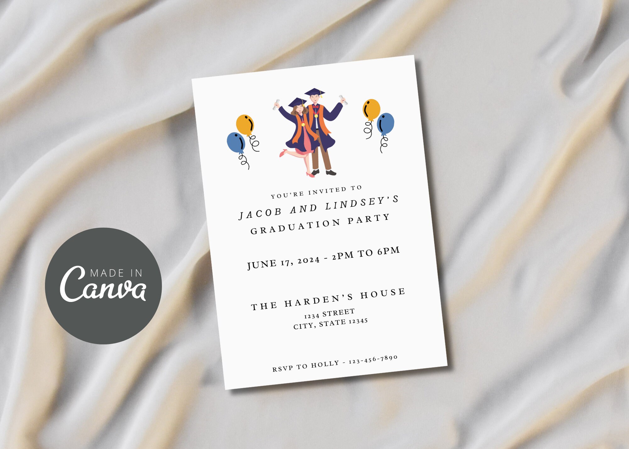 Joint Graduation Party Invitation, Two Person Grad Invite, Siblings ...