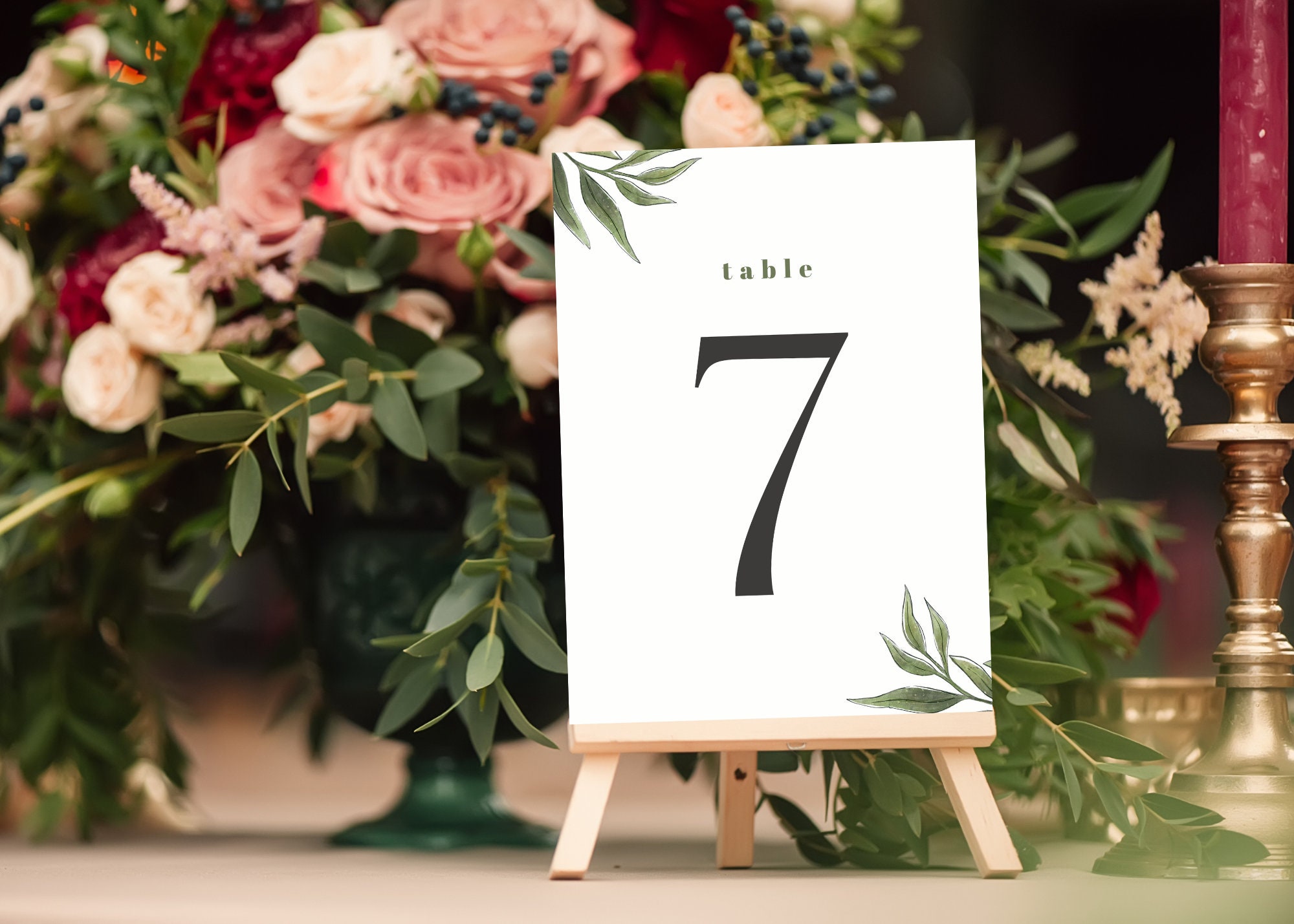 Minimalist Table Number Sign Template Printable, Modern Table Number ...