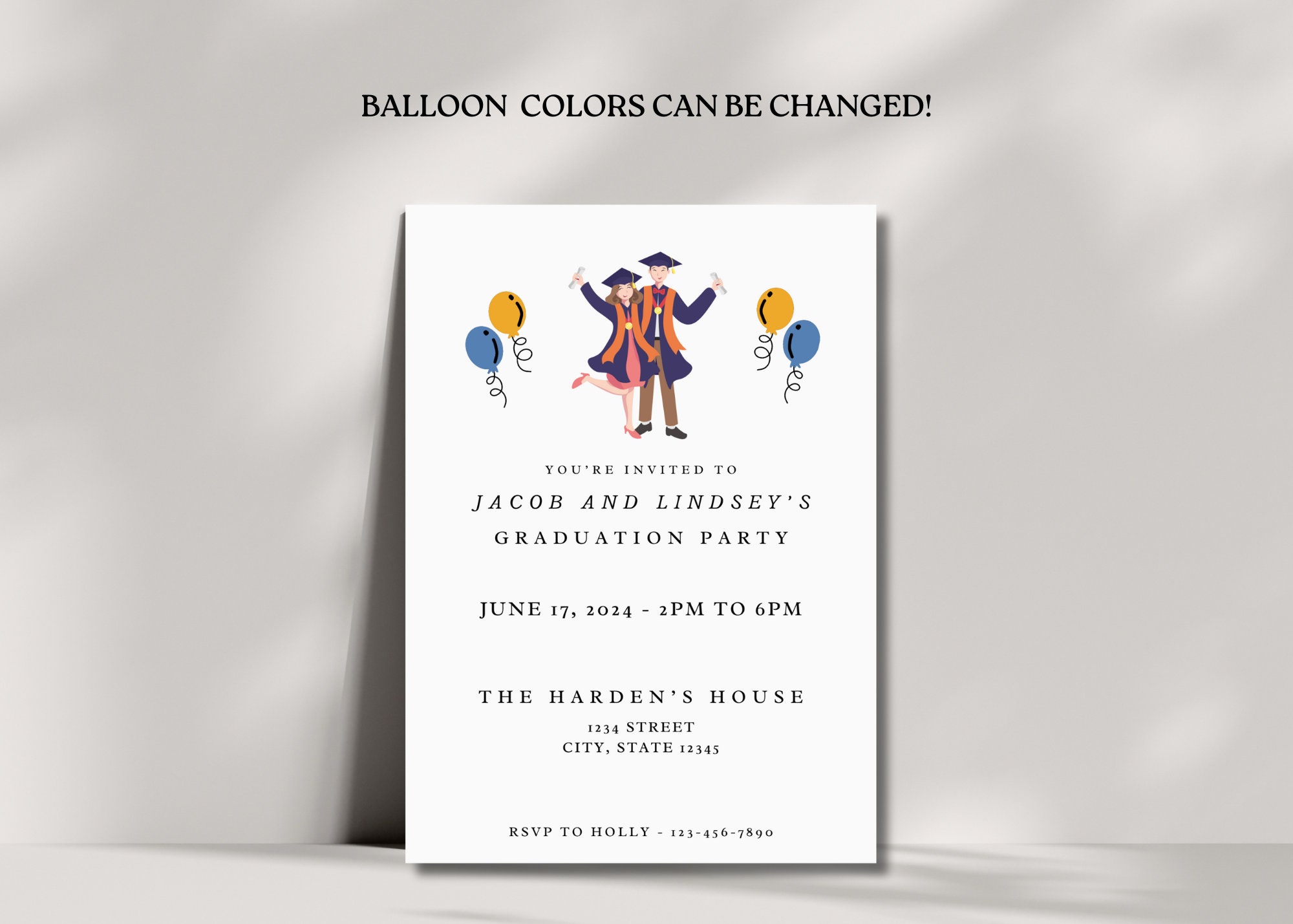 Joint Graduation Party Invitation, Two Person Grad Invite, Siblings ...