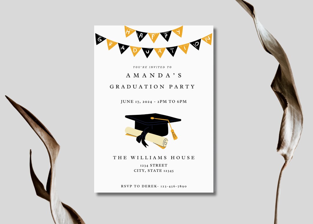 Graduation Party Invitation, High School Graduation Invite, College ...