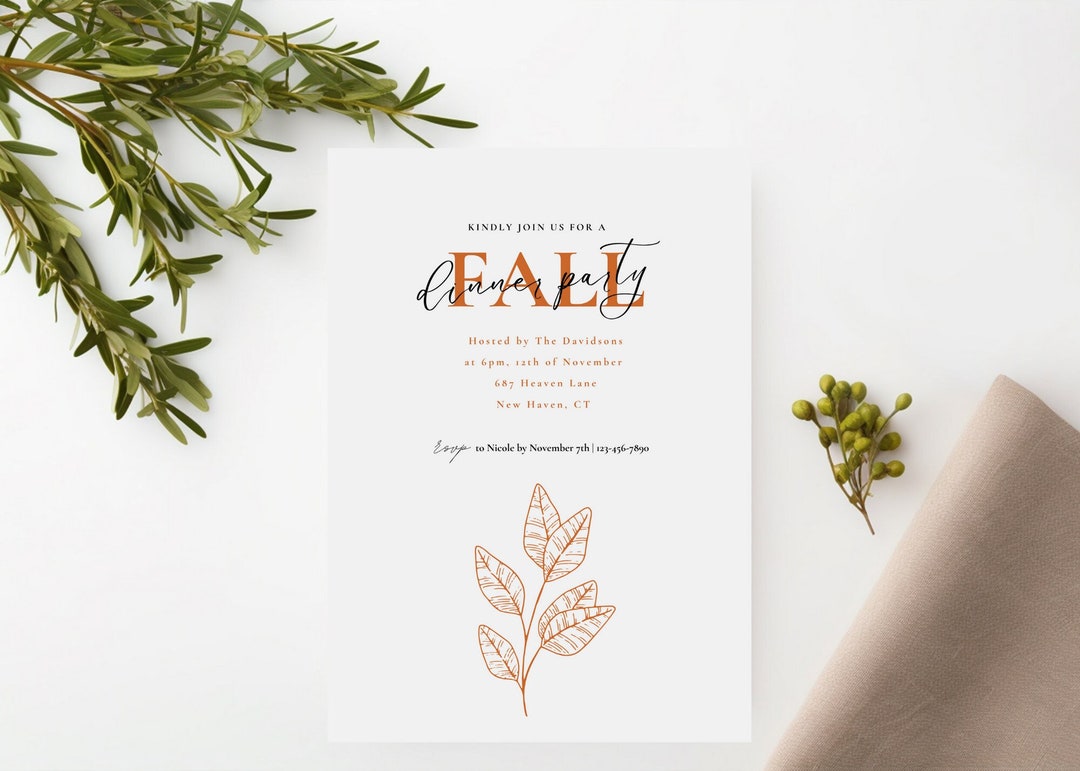 Fall Dinner Party Invitation, Harvest Dinner Party Invitation ...