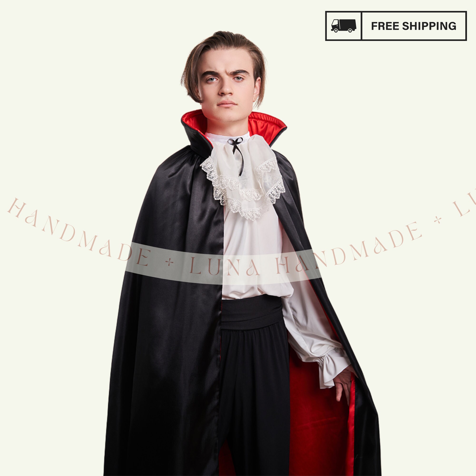 Vampire Cloak for Halloween Black Satin Cloak - Etsy