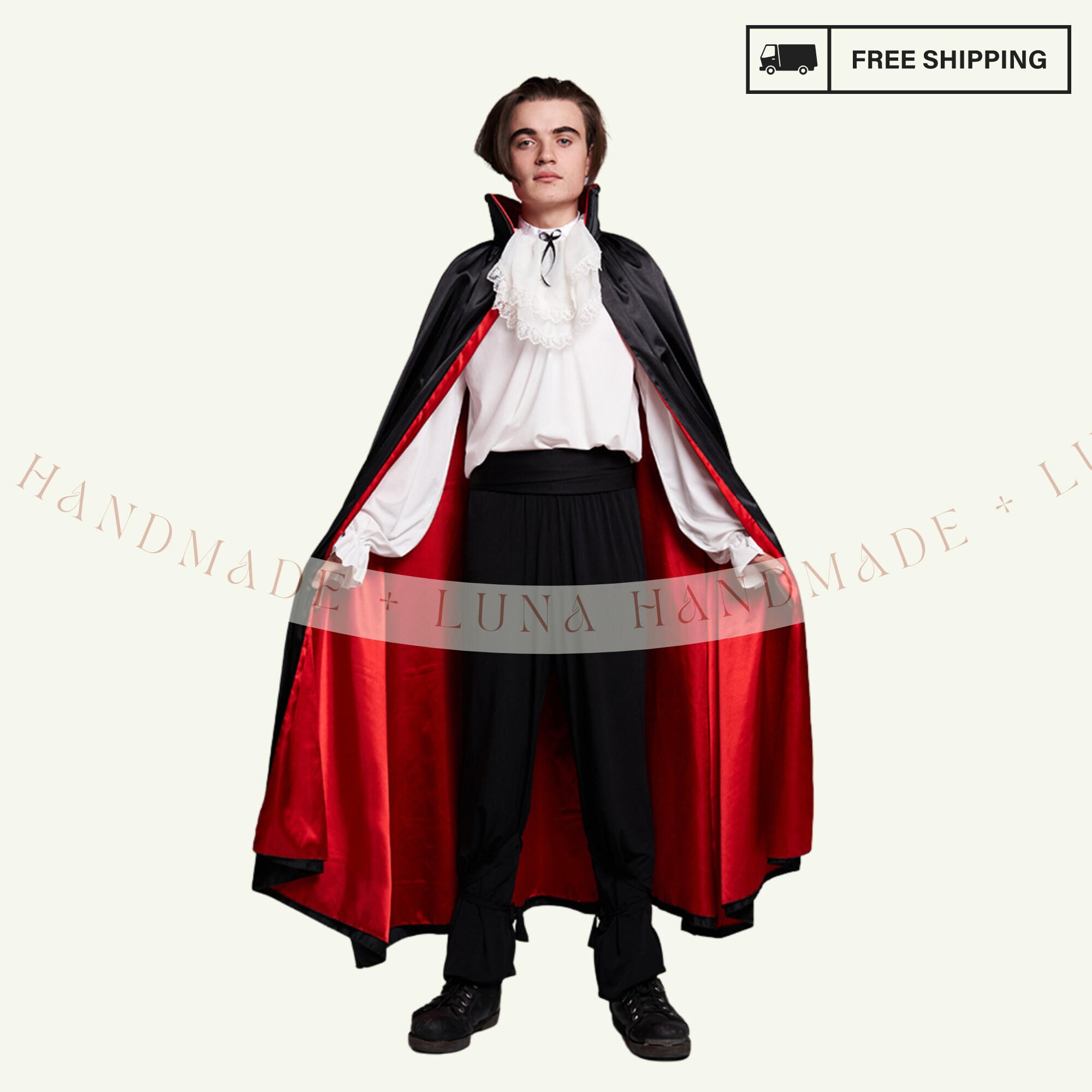 Vampire Cloak for Halloween Black Satin Cloak - Etsy