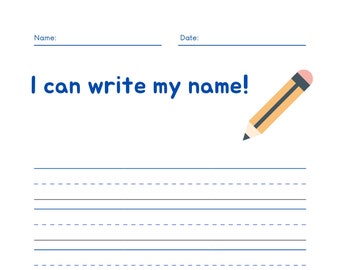 I Can Write My Name Worksheet for Kids - Etsy