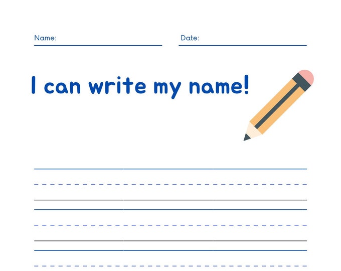 I Can Write My Name Worksheet for Kids - Etsy