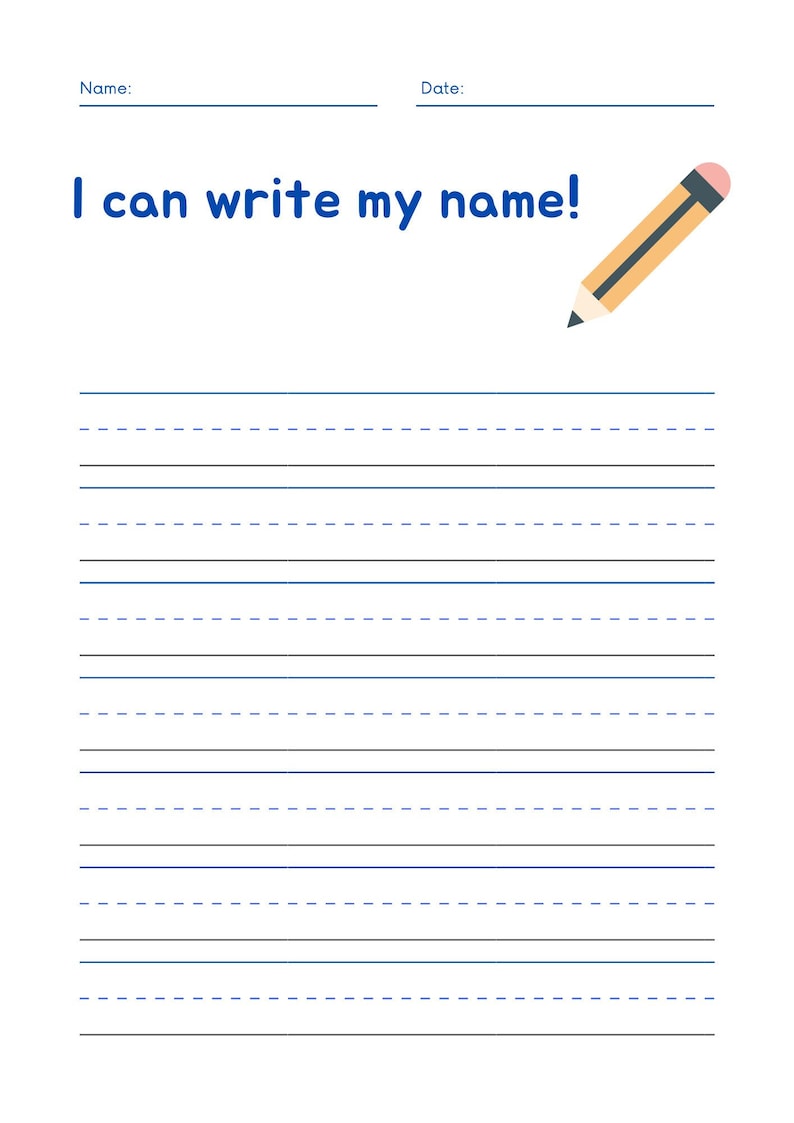 I Can Write My Name! Worksheet for Kids - Etsy