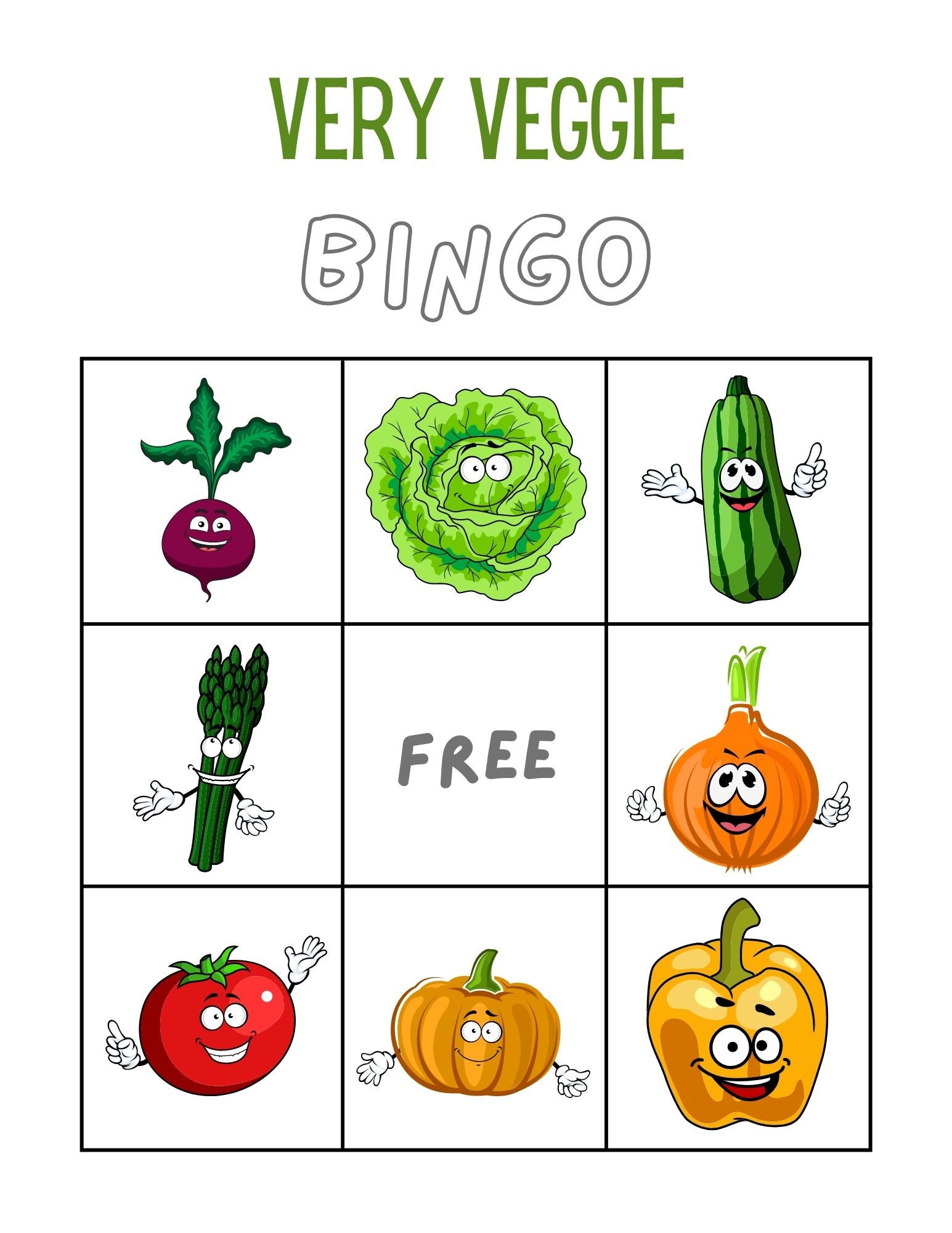 Very Veggie Bingo for Kids (digital Download Available to Print) - Etsy
