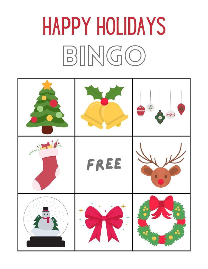 HAPPY HOLIDAYS Bingo for Kids (digital Download Available to Print) - Etsy
