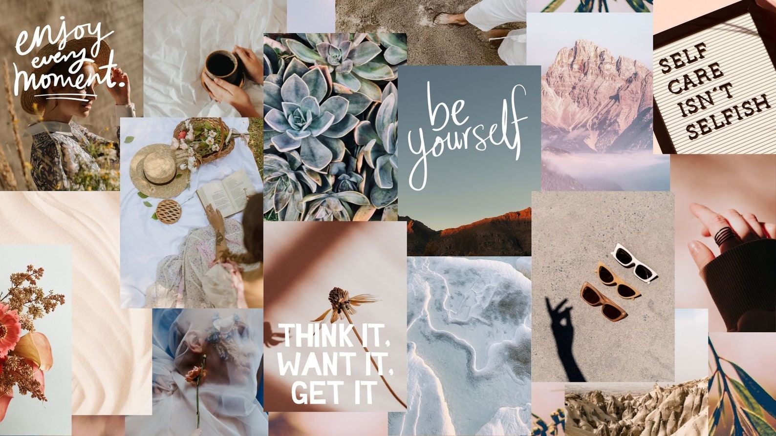 SERENE Modern Inspirational Photo Collage Desktop Wallpaper - Etsy Denmark