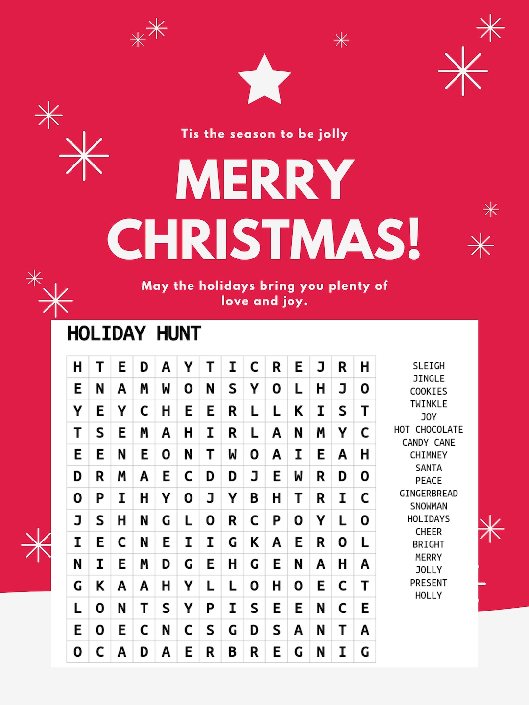 HOLIDAY Word Search (download) - Etsy