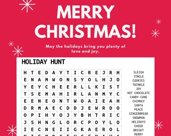 Holiday Word Search PDF Digital Download - Etsy