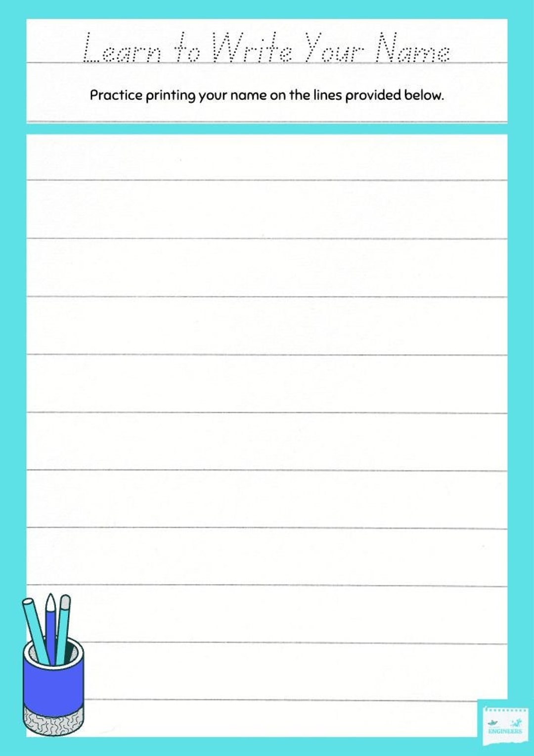 Learn to Write My Name! Worksheet for Kids! - Etsy