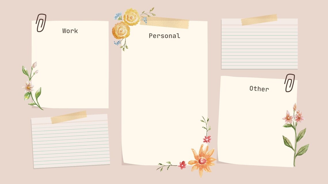 Floral Desktop Organizer - Digital Download Background for Computer - Etsy