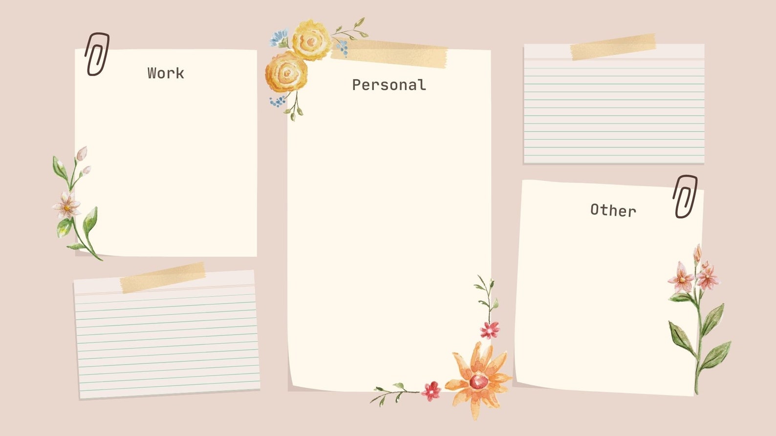 Floral Desktop Organizer - Digital Download Background for Computer - Etsy