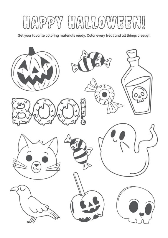Sweet Treat Halloween Coloring Sheet - Etsy