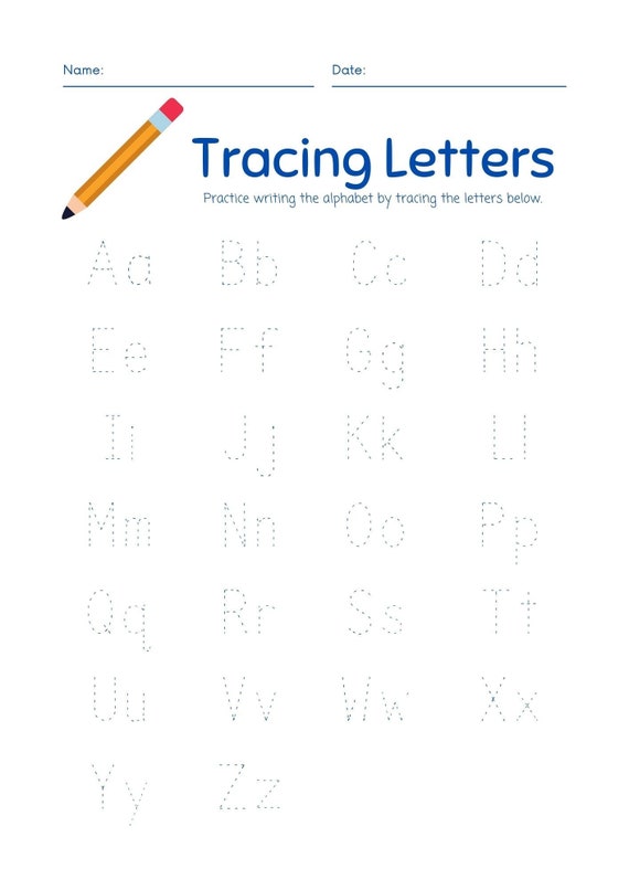 Alphabet Tracing Worksheet for Kids - Etsy