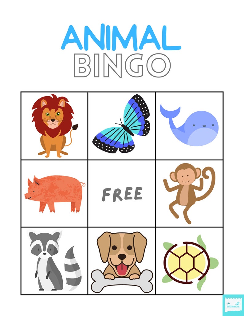 ANIMAL Bingo for Kids of ALL Ages (digital Download Available to Print ...