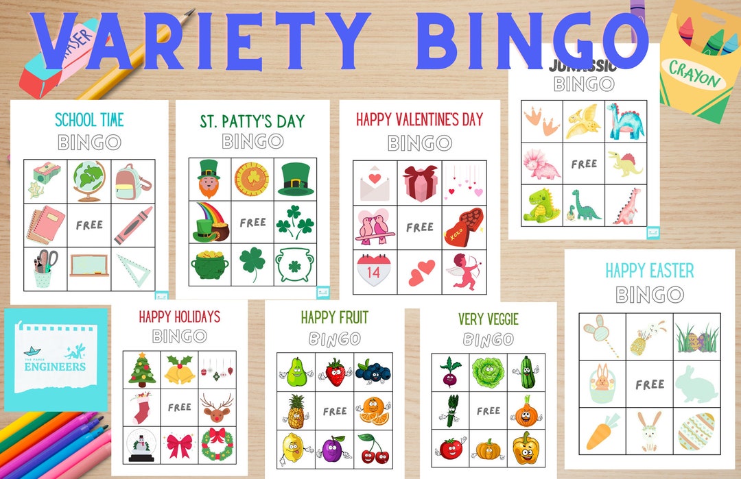 VARIETY BINGO Packet for KIDS Incl. Veggie, Fruit + Holidays - Etsy