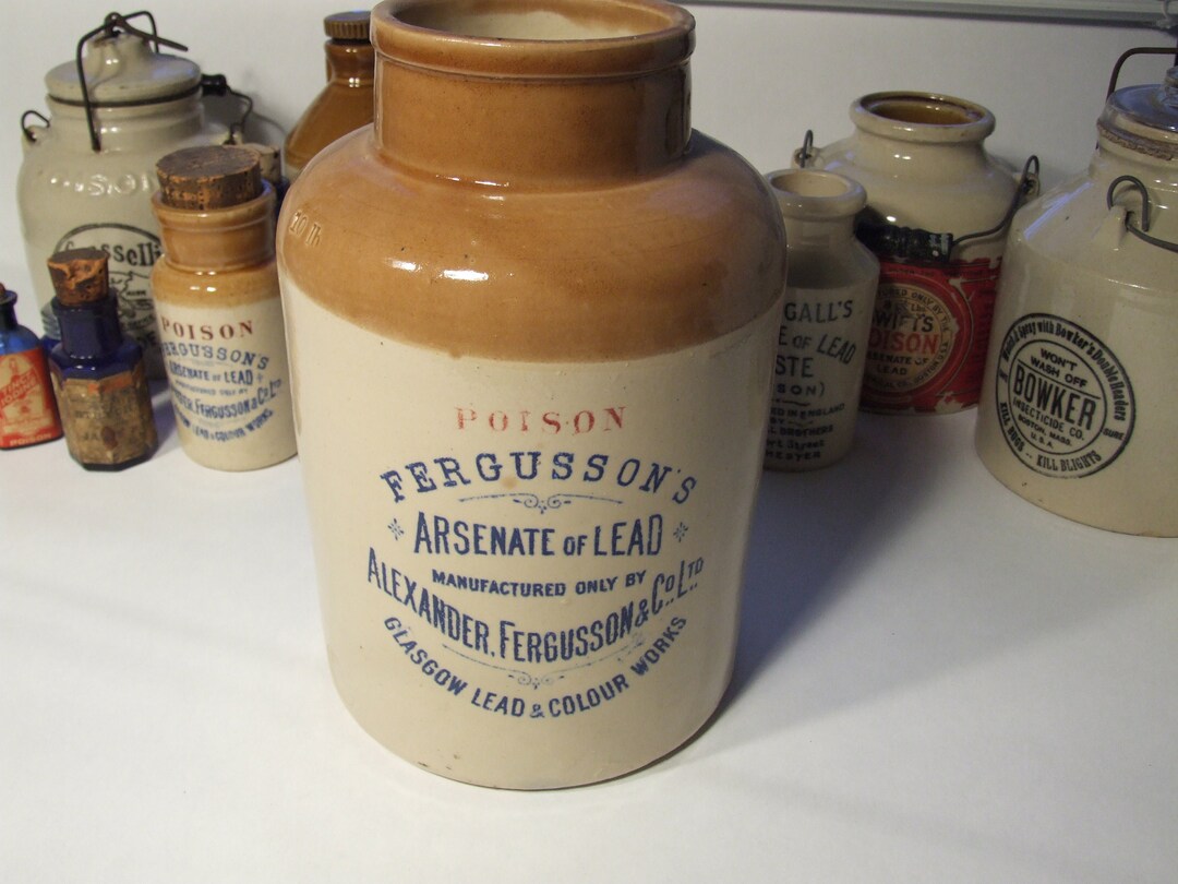 Extremely Rare Stoneware Poison Crock Bottle, Large 10 Lb Version of ...