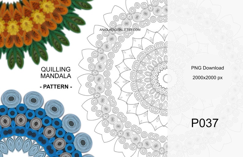 Quilling Mandala PNG Download Pattern P037 - Etsy